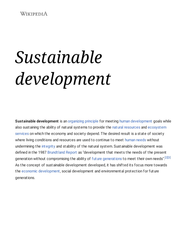 Sustainable Development - Wikipedia | PDF | Sustainability | Biodiversity