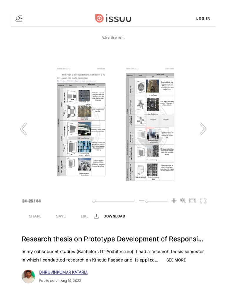 Research Thesis On Prototype Development of Responsive Kinetic Facade For Controlled Solar Gain ...