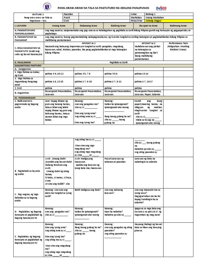 AP1-DLL MELCS-for-1ST-RATING-WEEK-1 | PDF