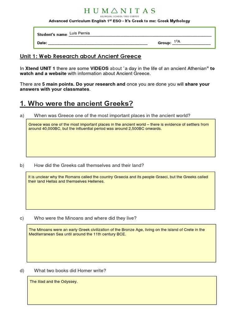 AC. Unit 1. Task 1 | PDF | Greeks | Ancient Greece