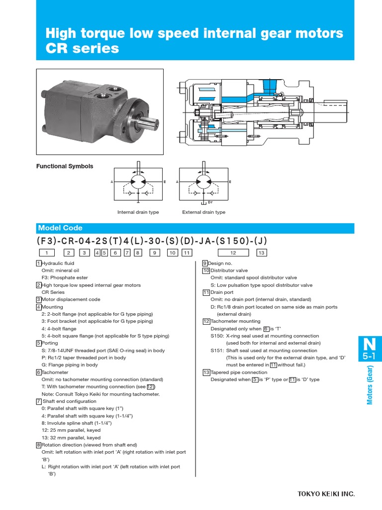 High Torque Low Speed Internal Gear Motors CR Series: Model Code | PDF