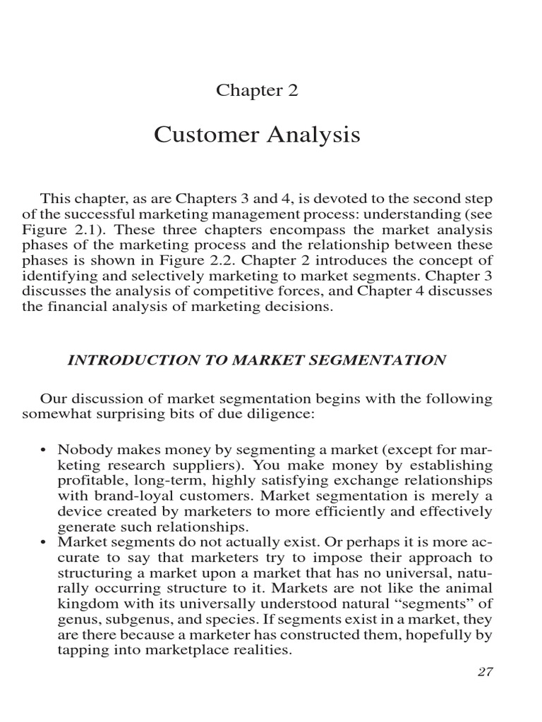 Chapter 2 - Customer Analysis | PDF | Market Segmentation | Marketing
