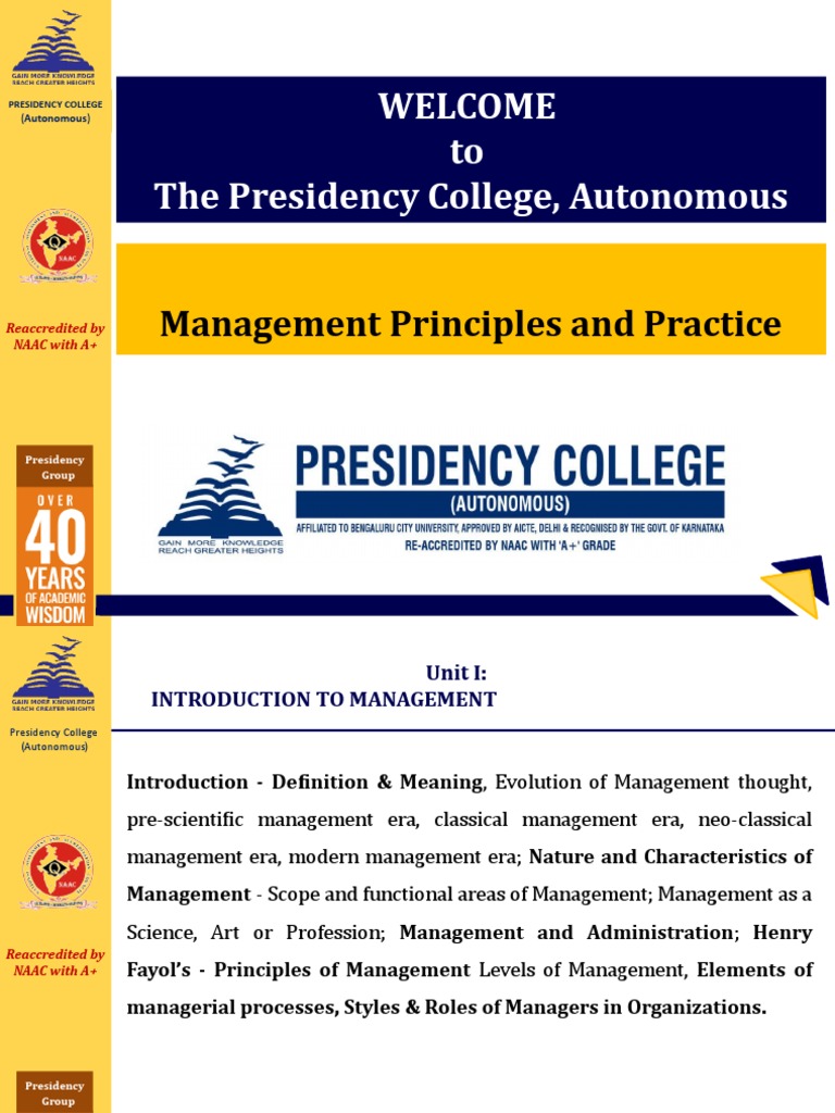 Introduction To Management Unit I Notes Pdf