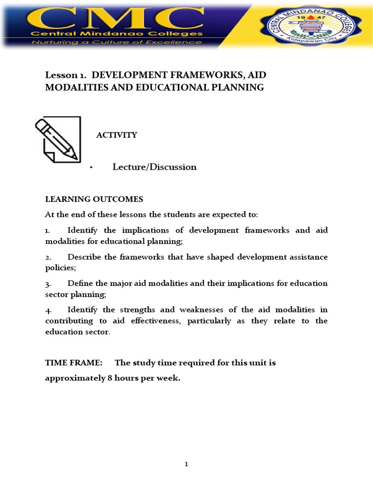 Development Framework, Aid Educational Planning | PDF