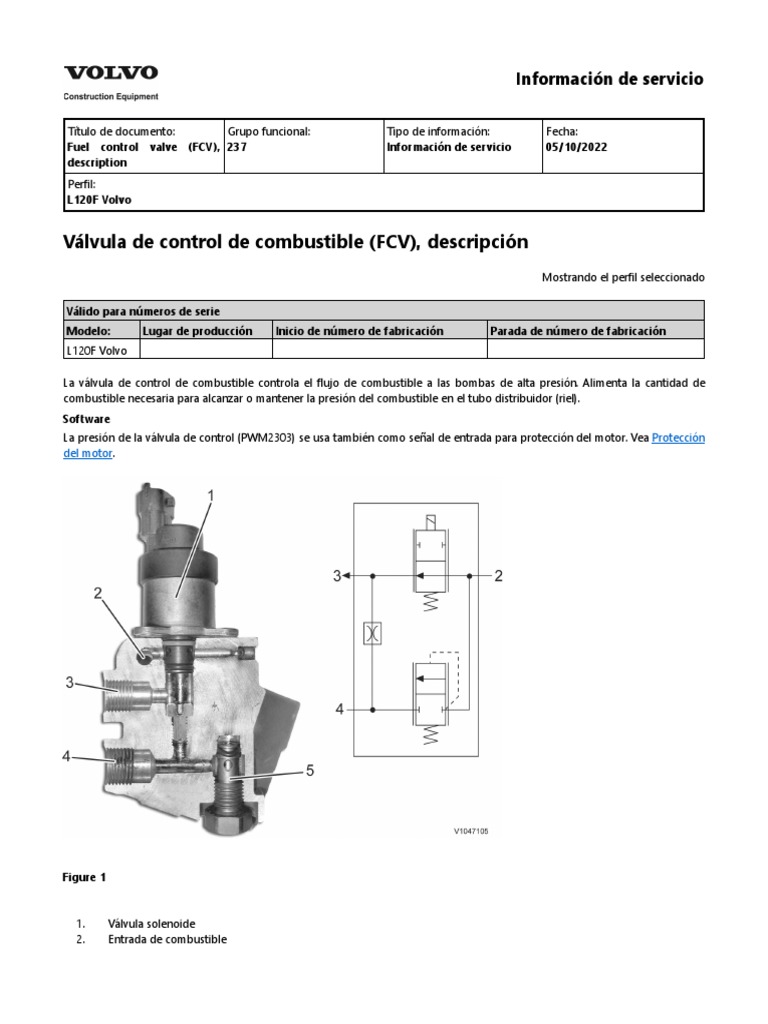 Válvula de Control de Combustible (FCV), Descripción | PDF