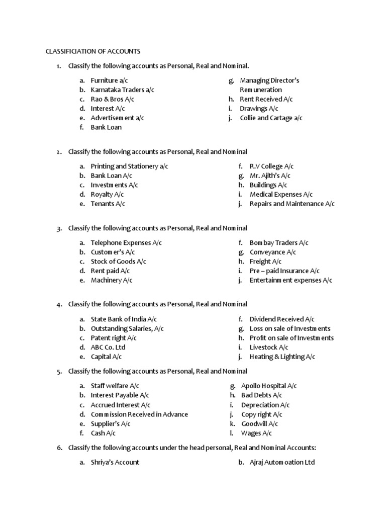 Classification of Accounts Guide | PDF | Economies | Money