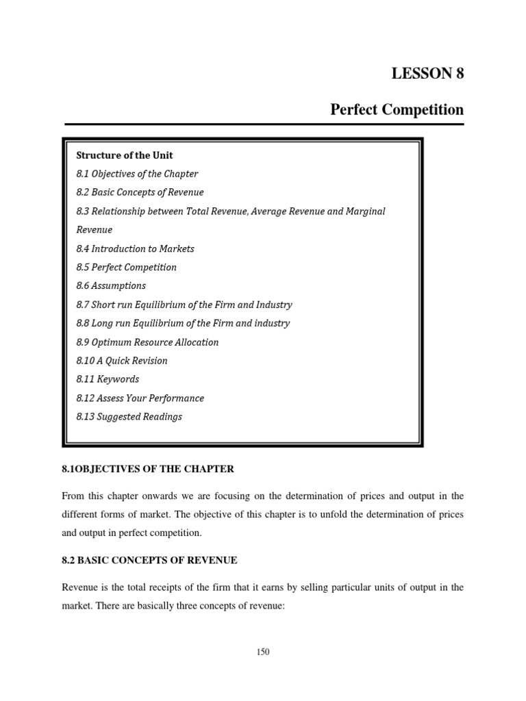LESSON - 8 - Perfect Competition | PDF