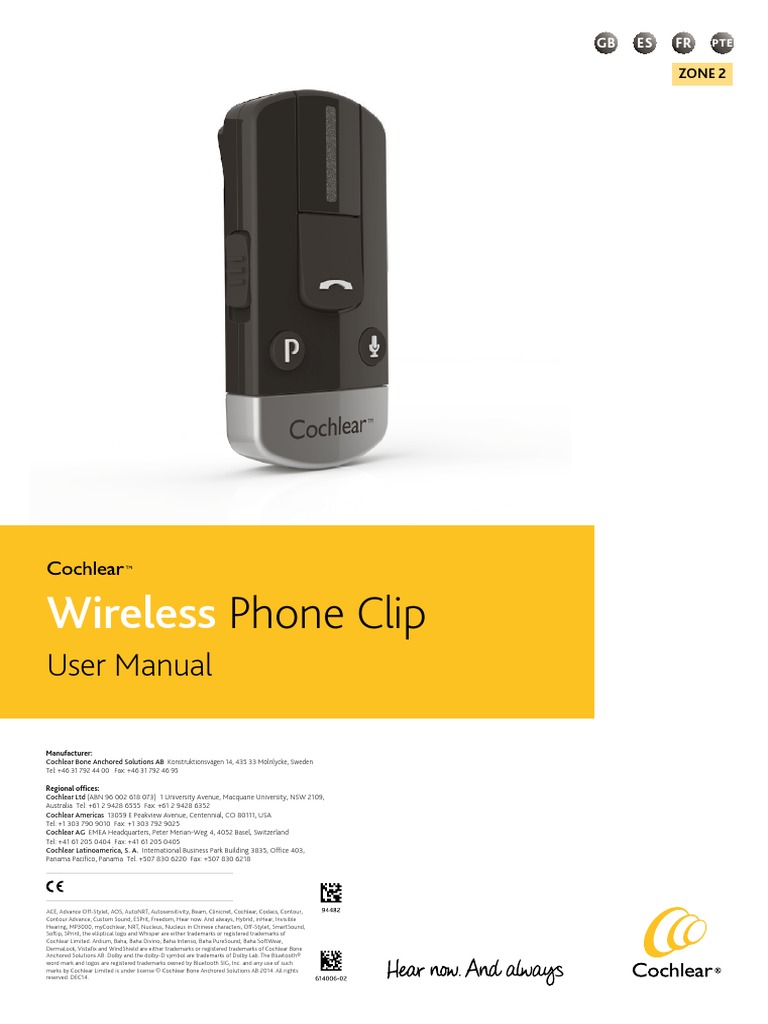Cochlear - BTB-2 - Wireless Phone Clip User Manual | PDF | Bluetooth ...