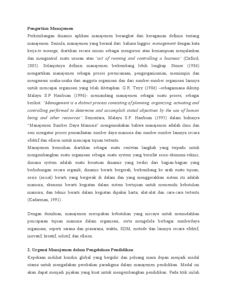 Urgensi Manajemen | PDF