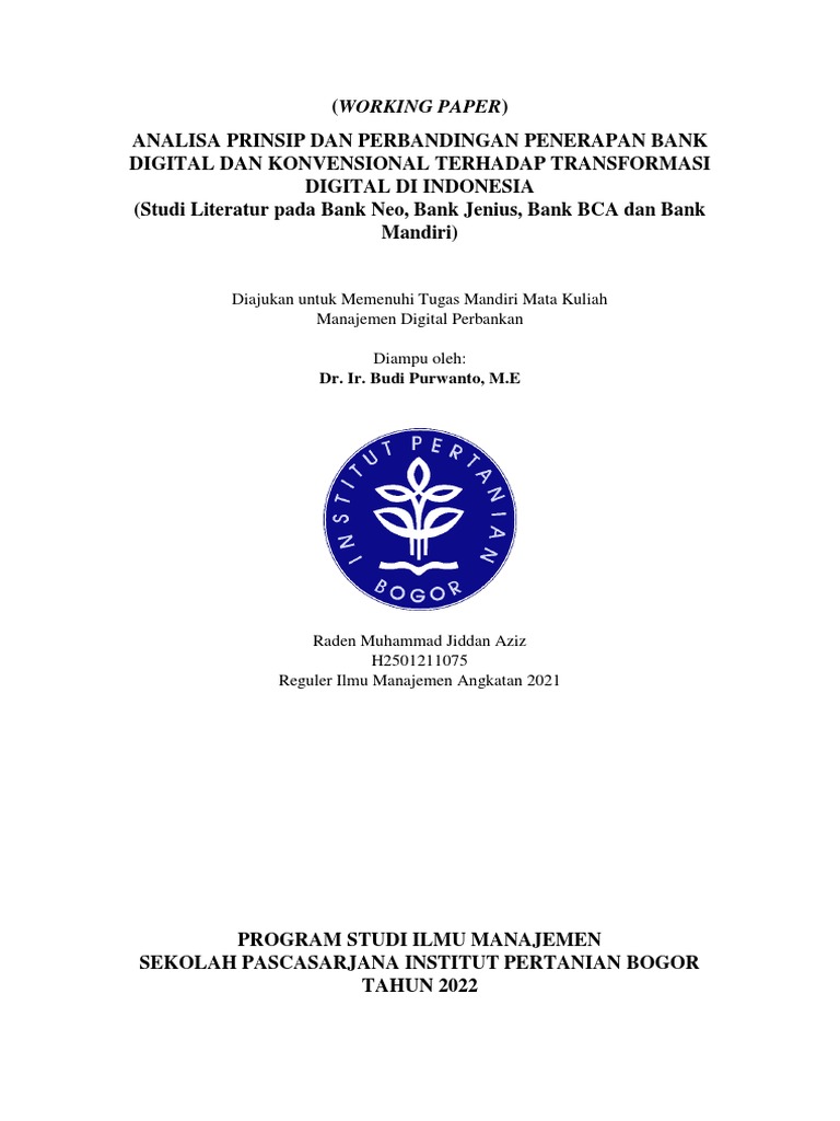 Working Paper - Raden Muhammad Jiddan Aziz | PDF