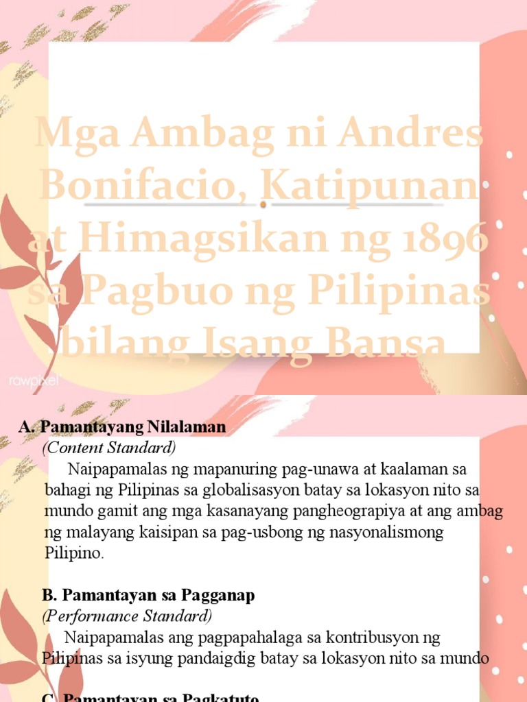 Mga Ambag Ni Andress Bonifacio, Katipunan at Himagsikanng 1896 Sa ... Mga Ambag Ni Andress Bonifacio, Katipunan at Himagsikanng 1896 Sa ...