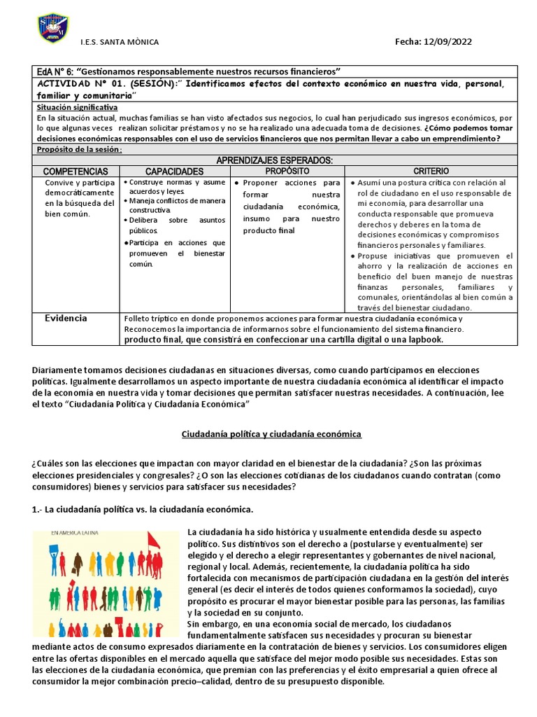 4to EDA 6 ACT. 1. DPCC 2022 | PDF | Los consumidores | Mercado (economía)