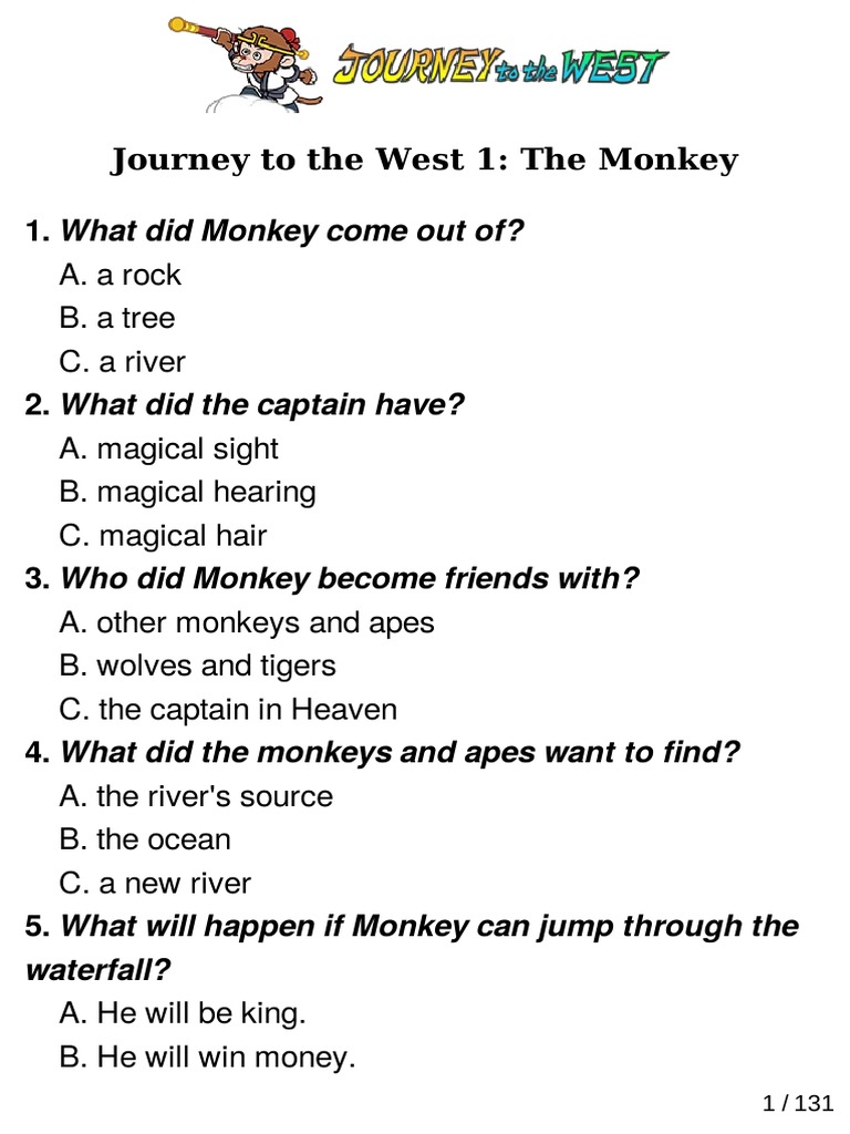 Journey to the West Quiz: Chapters 1-15 | PDF