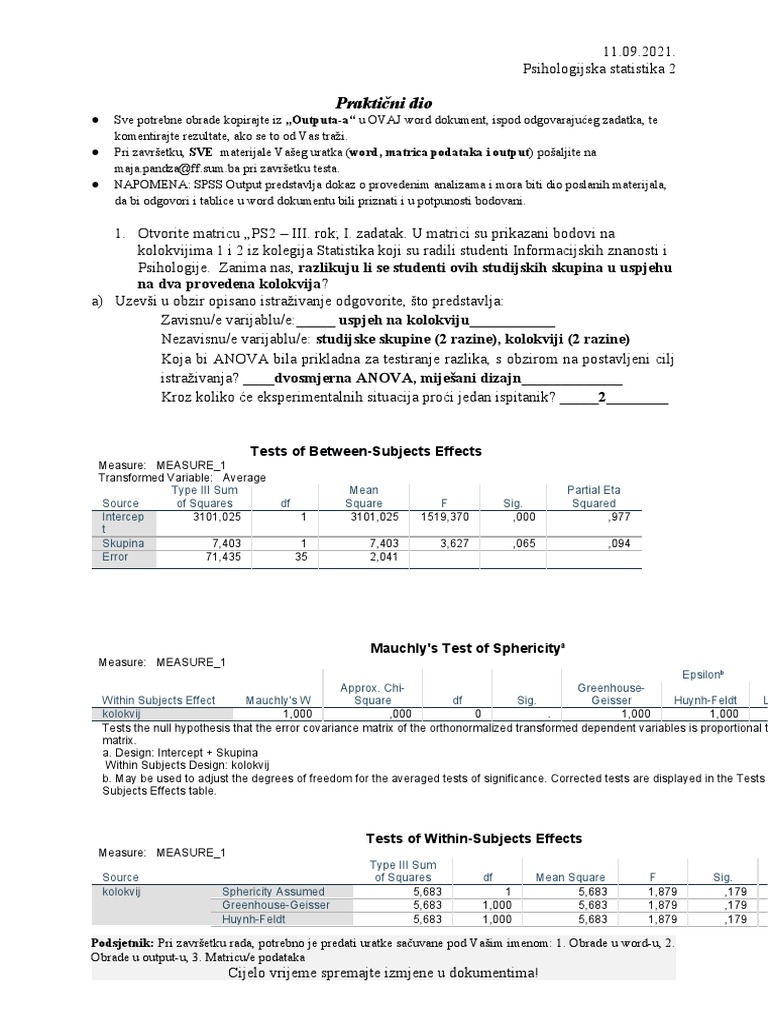 Psih Stat 2 Spss | PDF