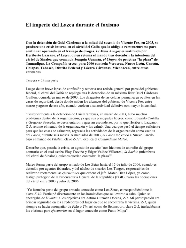 El Imperio Del Lazca Durante El Foxismo | PDF | Guerra Mexicana contra las Drogas | Crimen ...