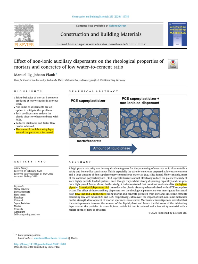 Non-Ionic Dispersants in Concrete Rheology | PDF | Concrete | Rheology