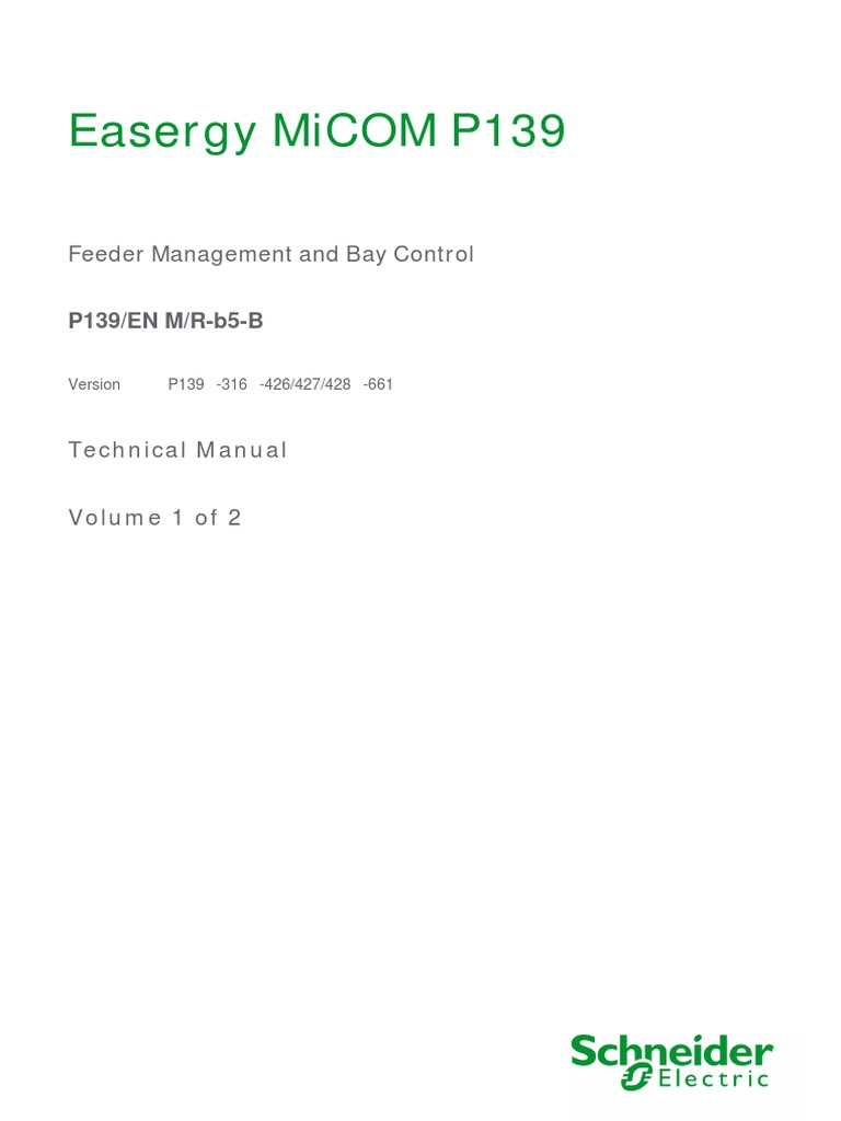Easergy Micom P139: Feeder Management and Bay Control | PDF ...