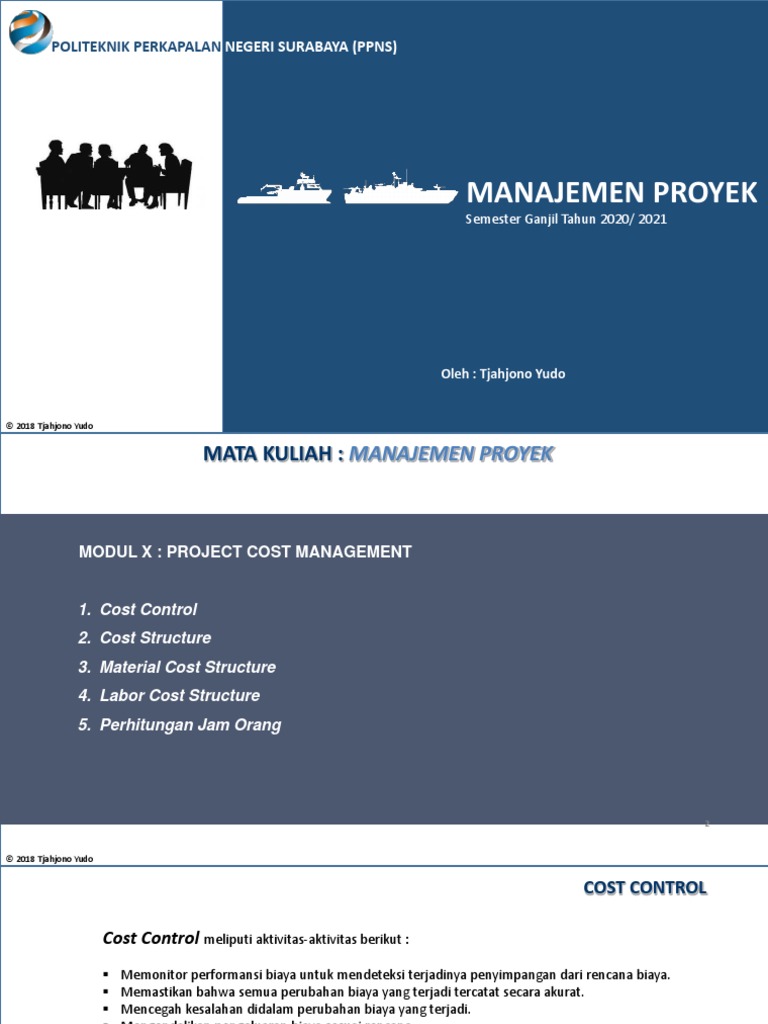 Materi Manajemen Proyek - Modul X - Cost Control - Okt 2020 | PDF