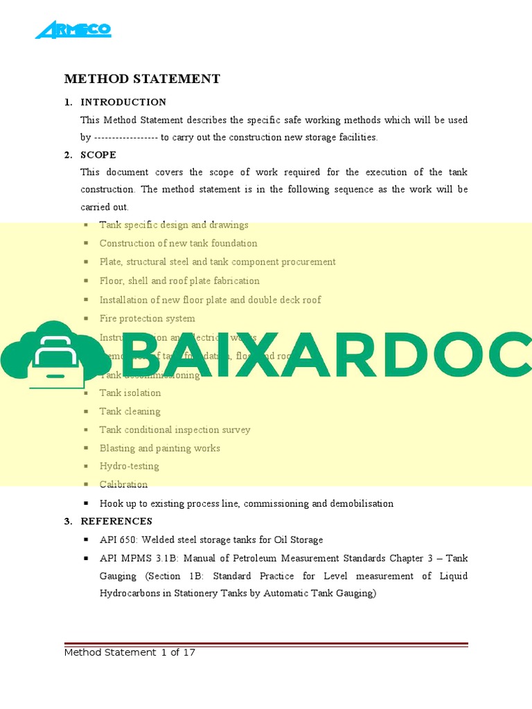 Method Statement | PDF | Welding | Construction
