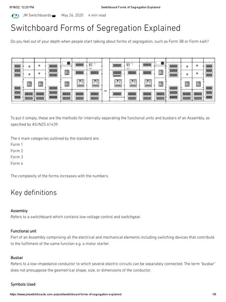 Switchboard Forms of Segregation Explained | PDF | Reliability ...