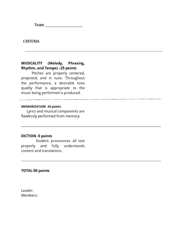 Song Interpretation Criteria | PDF