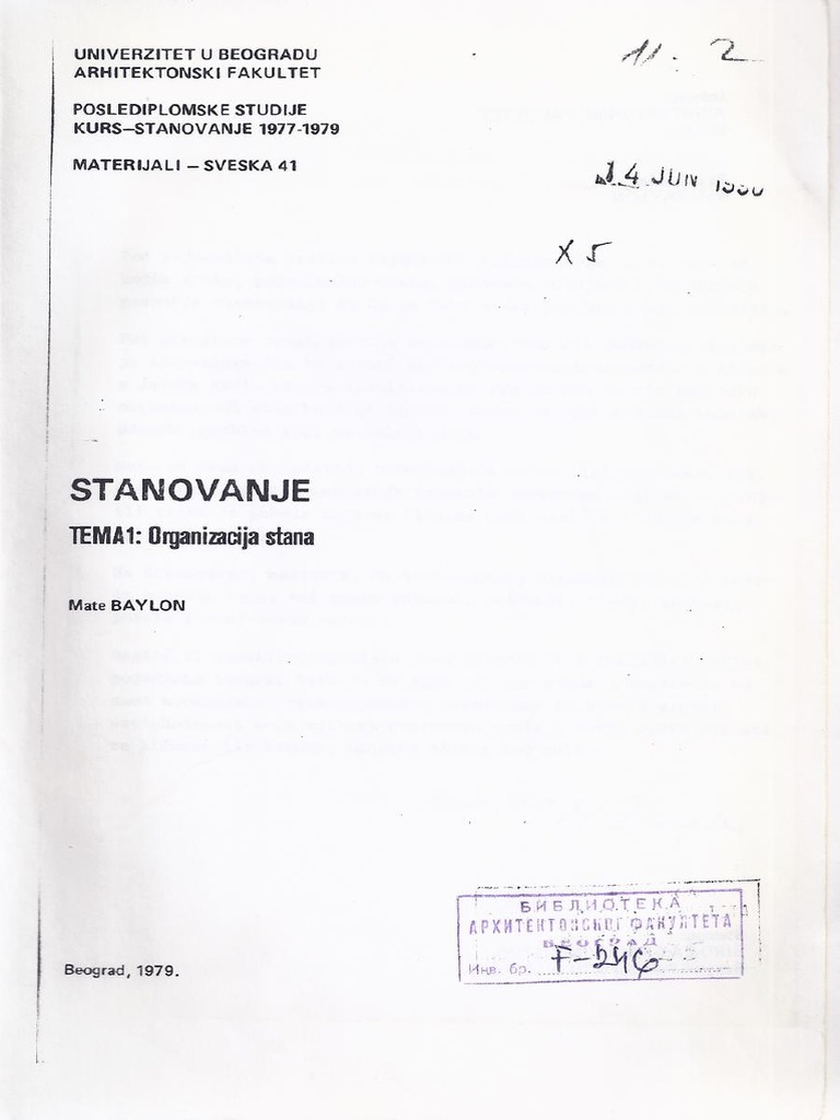 STANOVANJE - TEMA 1 - Mate Baylon | PDF