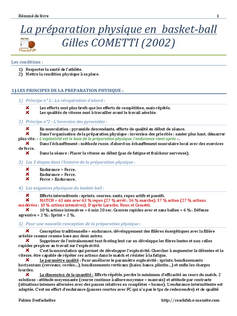 La - Pr.paration - Physique.en - Basket. .Gilles - Cometti | PDF | Musculation | Forme physique