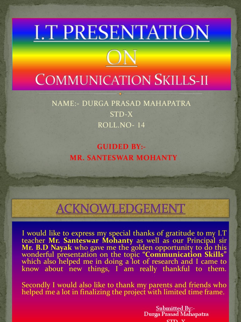 It Presentation (Communication Skills-II) - Durga Prasad Mahapatra ...