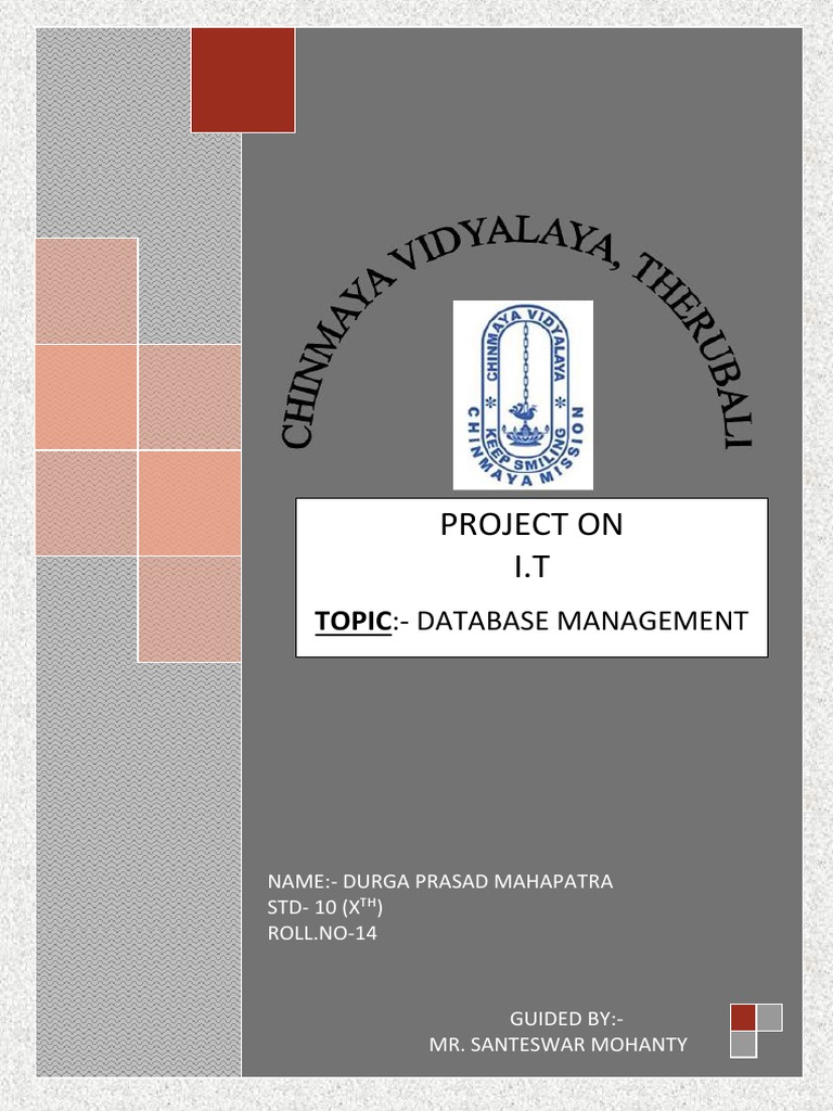 Std X It Project Database Management Skills Durga Prasad