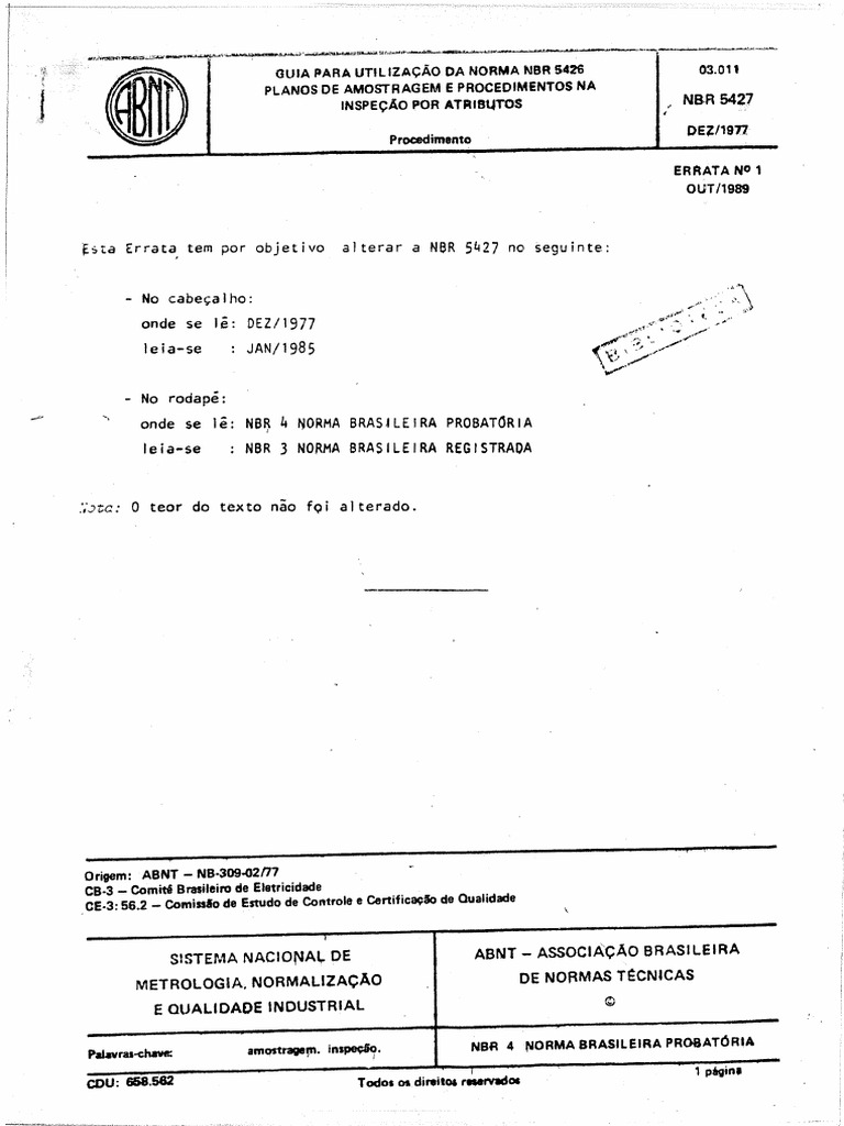ABNT - NBR - 5427 - Parte 1 | PDF