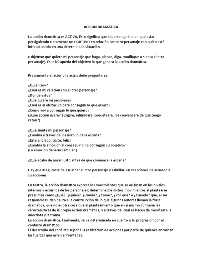 La importancia de la acción dramática en el teatro | PDF