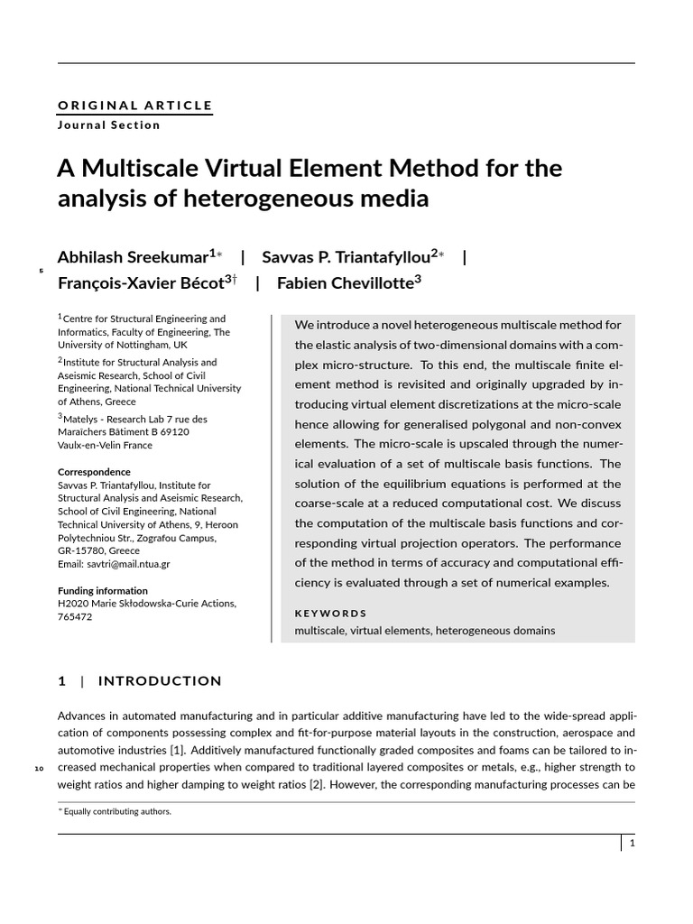 Preprint - A Multiscale Virtual Element Method For The Analysis of ... Preprint - A Multiscale Virtual Element Method For The Analysis of ...