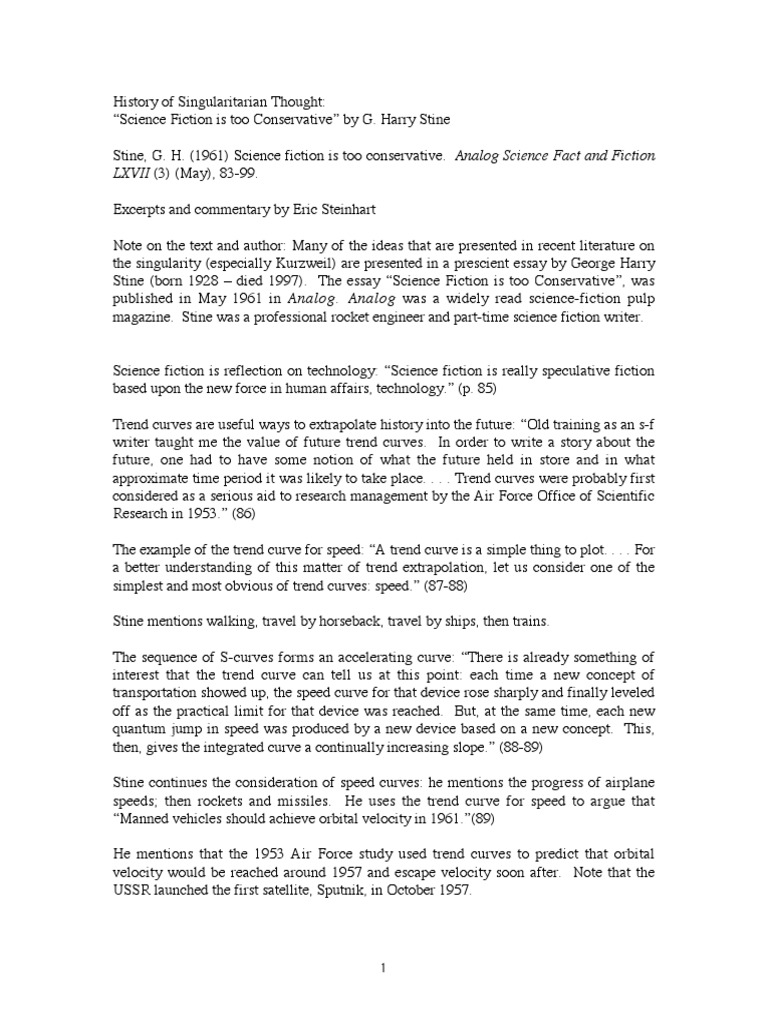 G. Harry Stine - Science fiction is too conservative | PDF ...