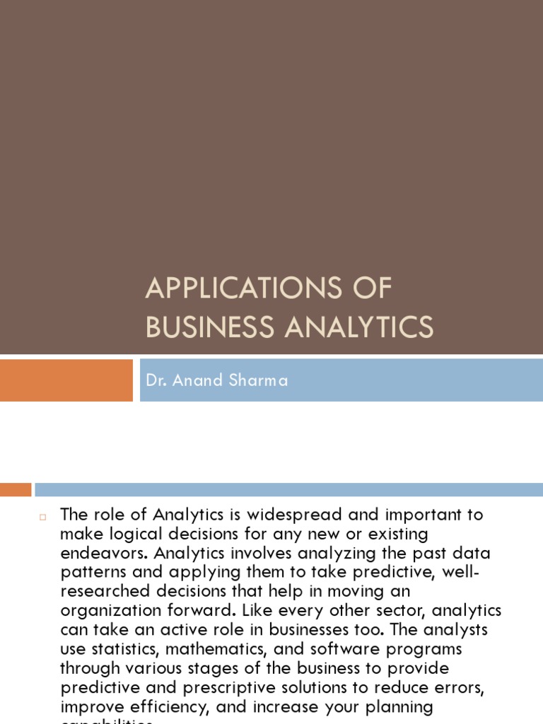 Applications of Business Analytics | PDF | Analytics | Economic Growth