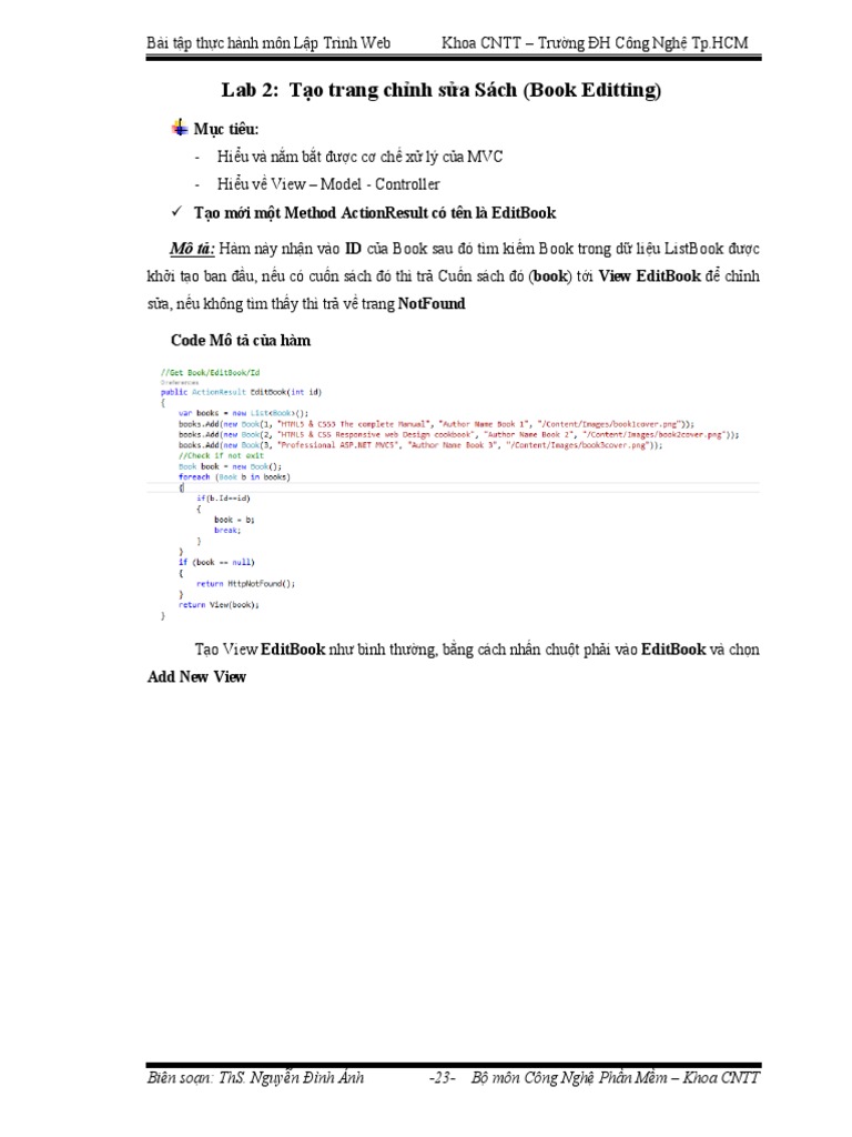 LAB 3 LTWEB ASP-NET-MVC Co Ban | PDF