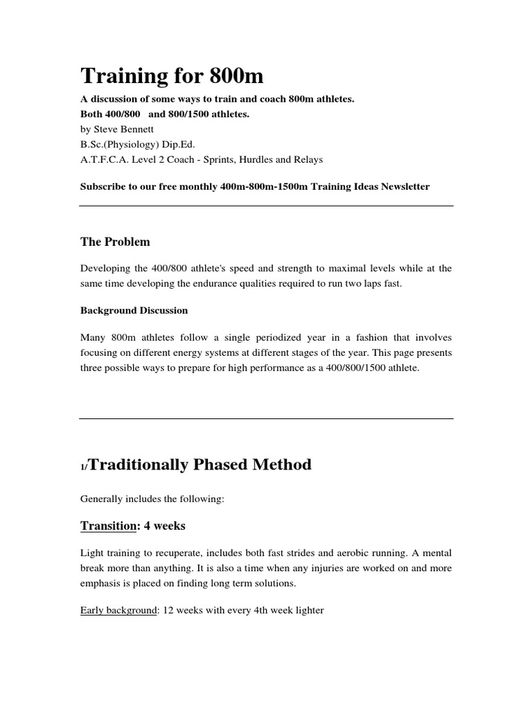 Training For 800m | PDF | Running | Lactic Acid