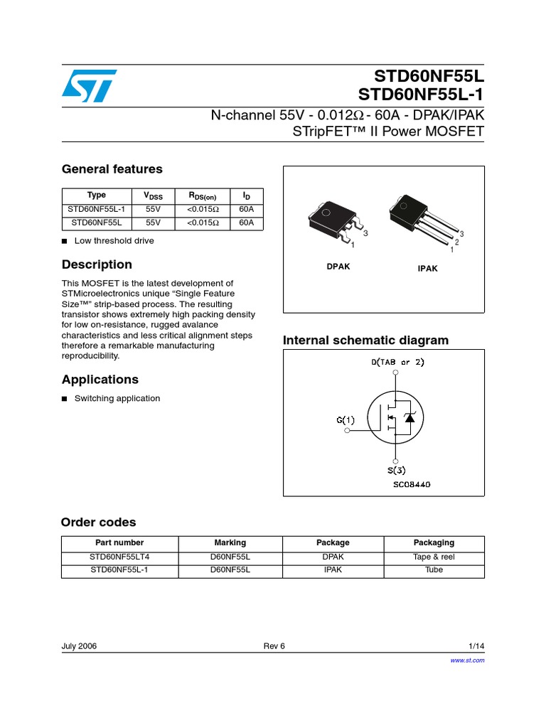 STD 60 NF 55 L | Download Free PDF | Diode | Trademark