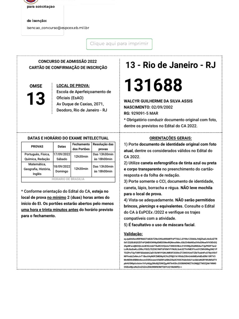 Concurso de Admissão EsPCEx | PDF