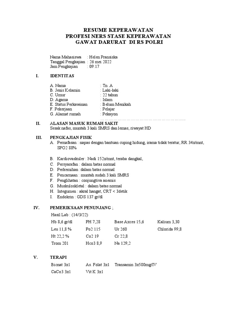 Resume Icu A1 Ke 1 | PDF