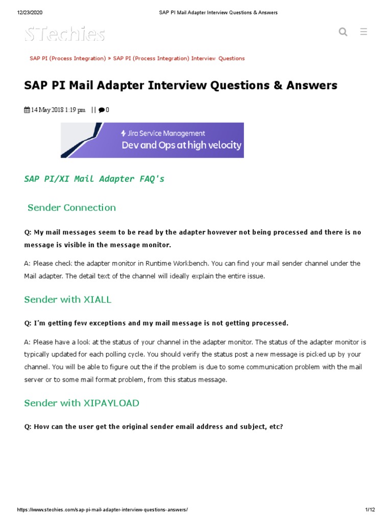 SAP PI Mail Adapter Interview Questions & Answers | PDF | Information ...