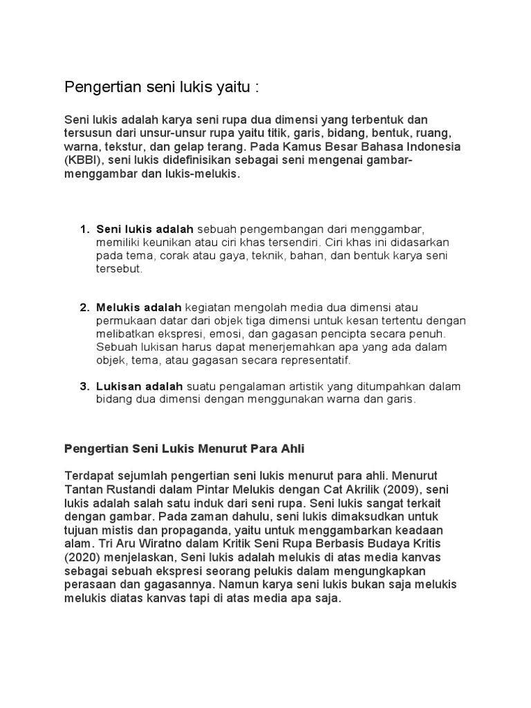 Pengertian dan Gaya Seni Lukis | PDF | Seni | Fiksi Umum