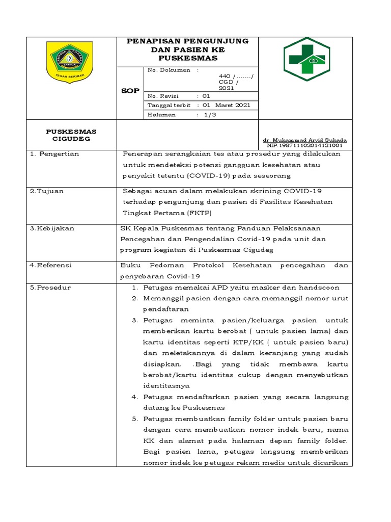 Sop Penapisan Pasien 21 | PDF | Pengembangan Diri | Sains & Matematika