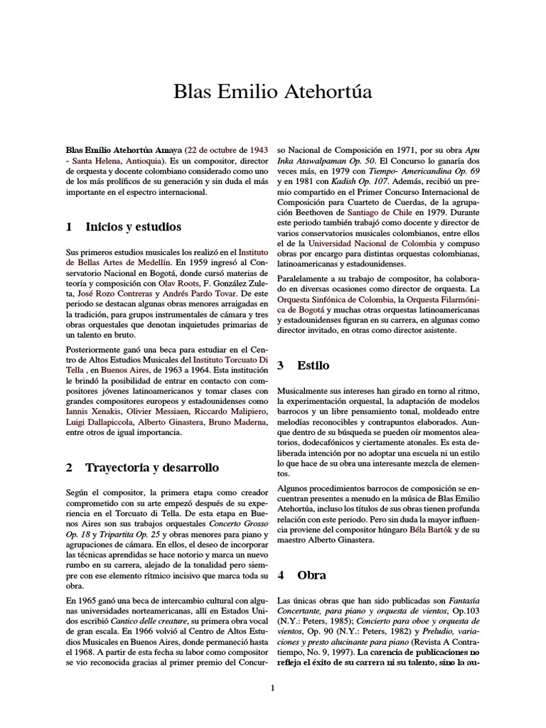 Blas Emilio Atehortúa | PDF | Concierto | Música clásica