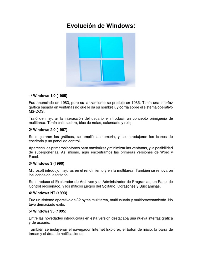 Evolución de Windows | Descargar gratis PDF | Microsoft Windows | Windows XP