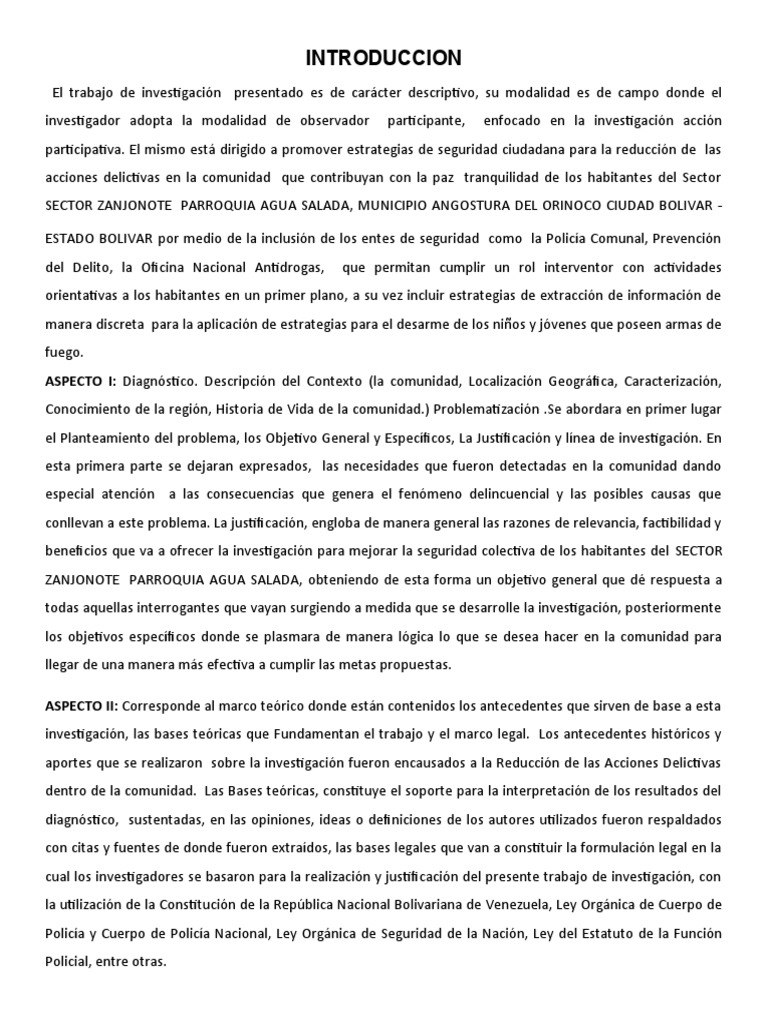 INTRODUCCION Proyecto | PDF | Policía | Valores