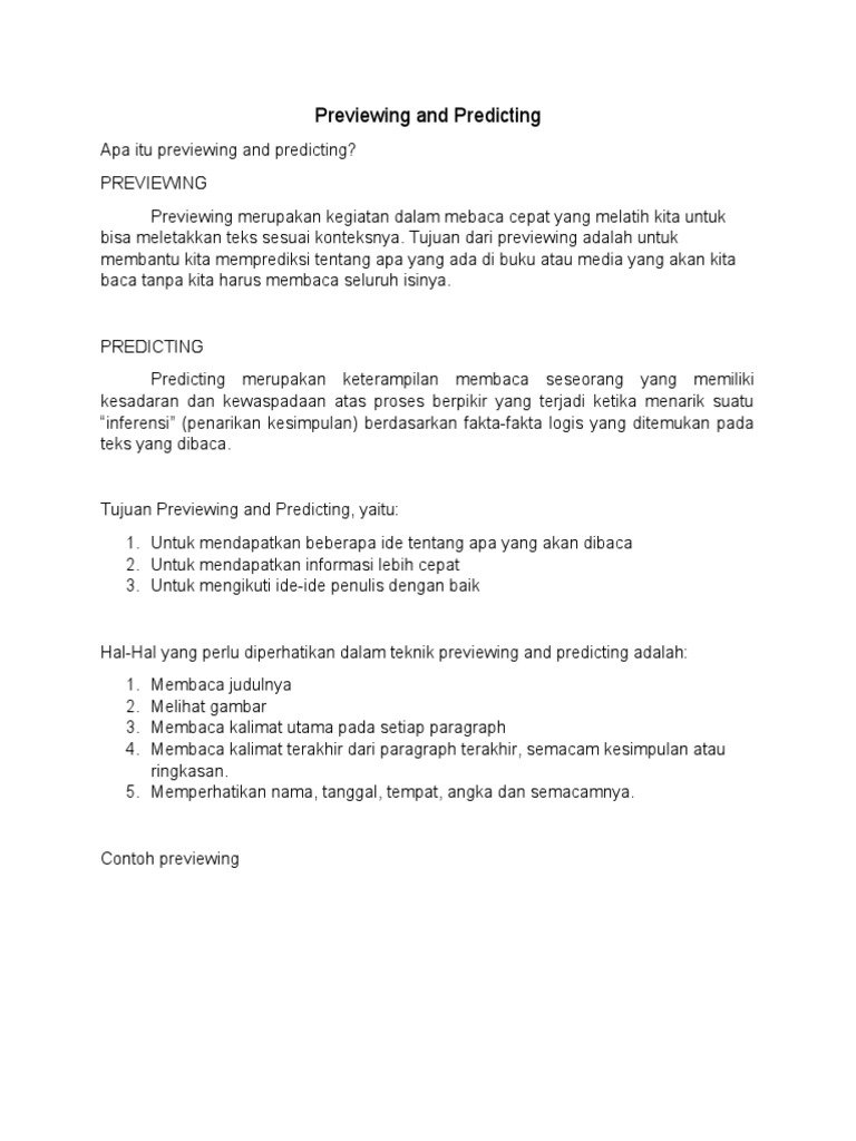 Previewing and Predicting | PDF | Karier & Perkembangan