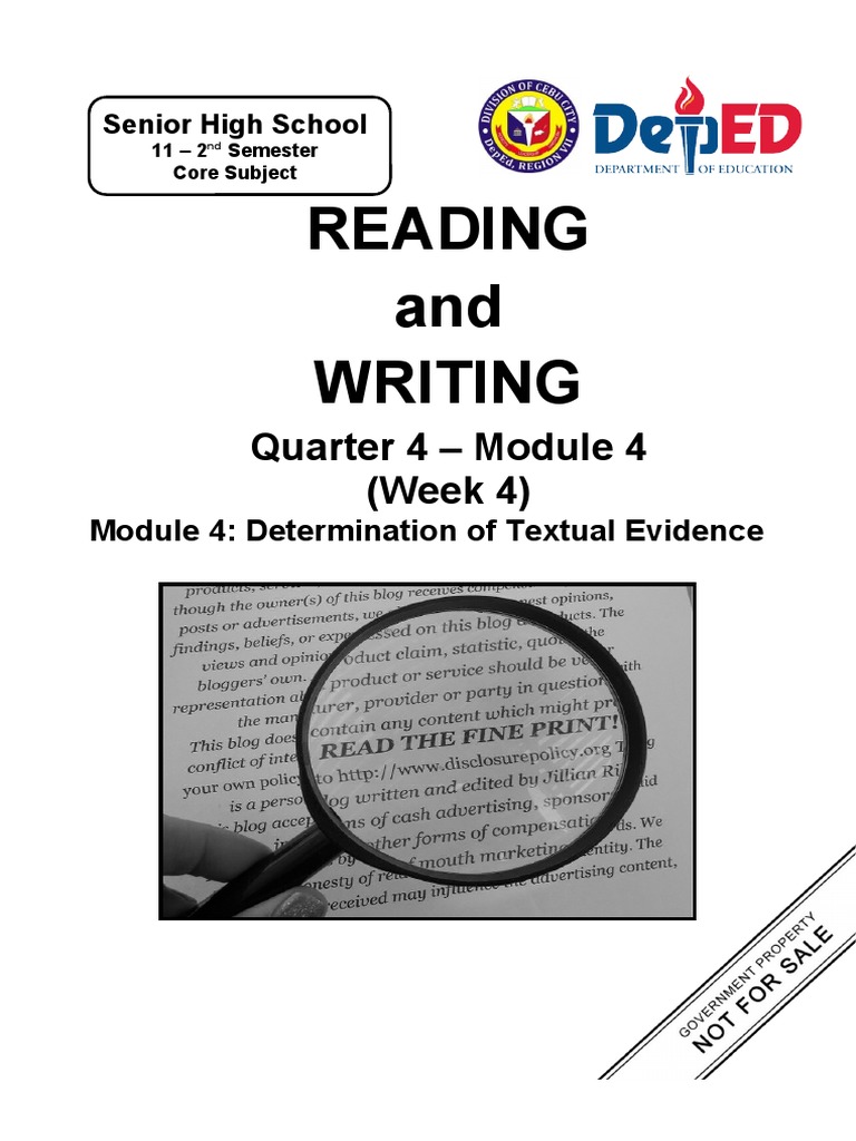 SHS 4th Quarter Reading and Writing Module 4 | PDF | Inference | Experience