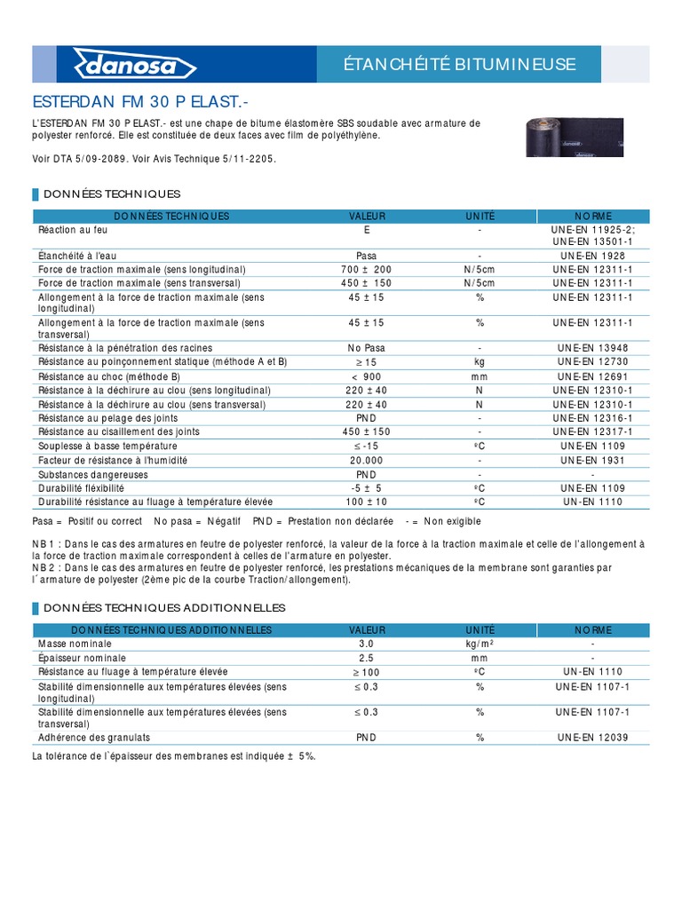 Esterdan 30 P Elast. | PDF | Toit | Matériaux