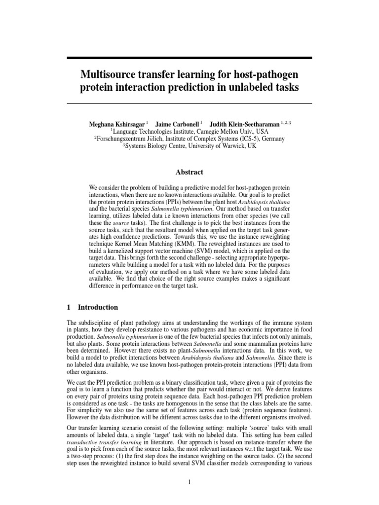 Multisource Transfer Learning For Host-Pathogen Protein Interaction ...