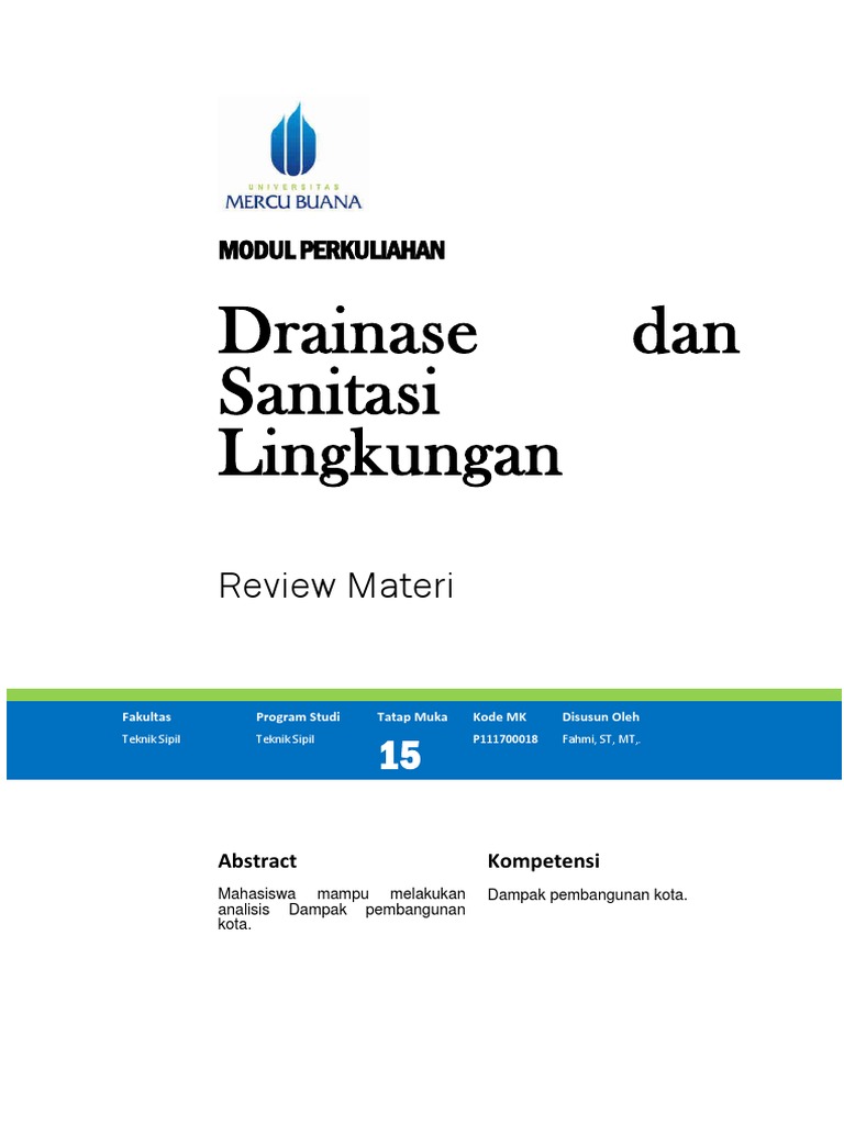 Pemahaman Drainase dan Sanitasi Lingkungan | PDF